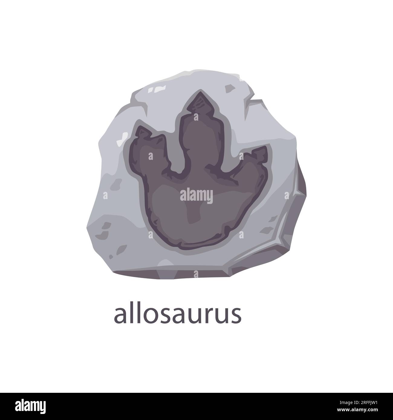 Dinosaur footprint in fossil stone, archeology and dino foot silhouette ...