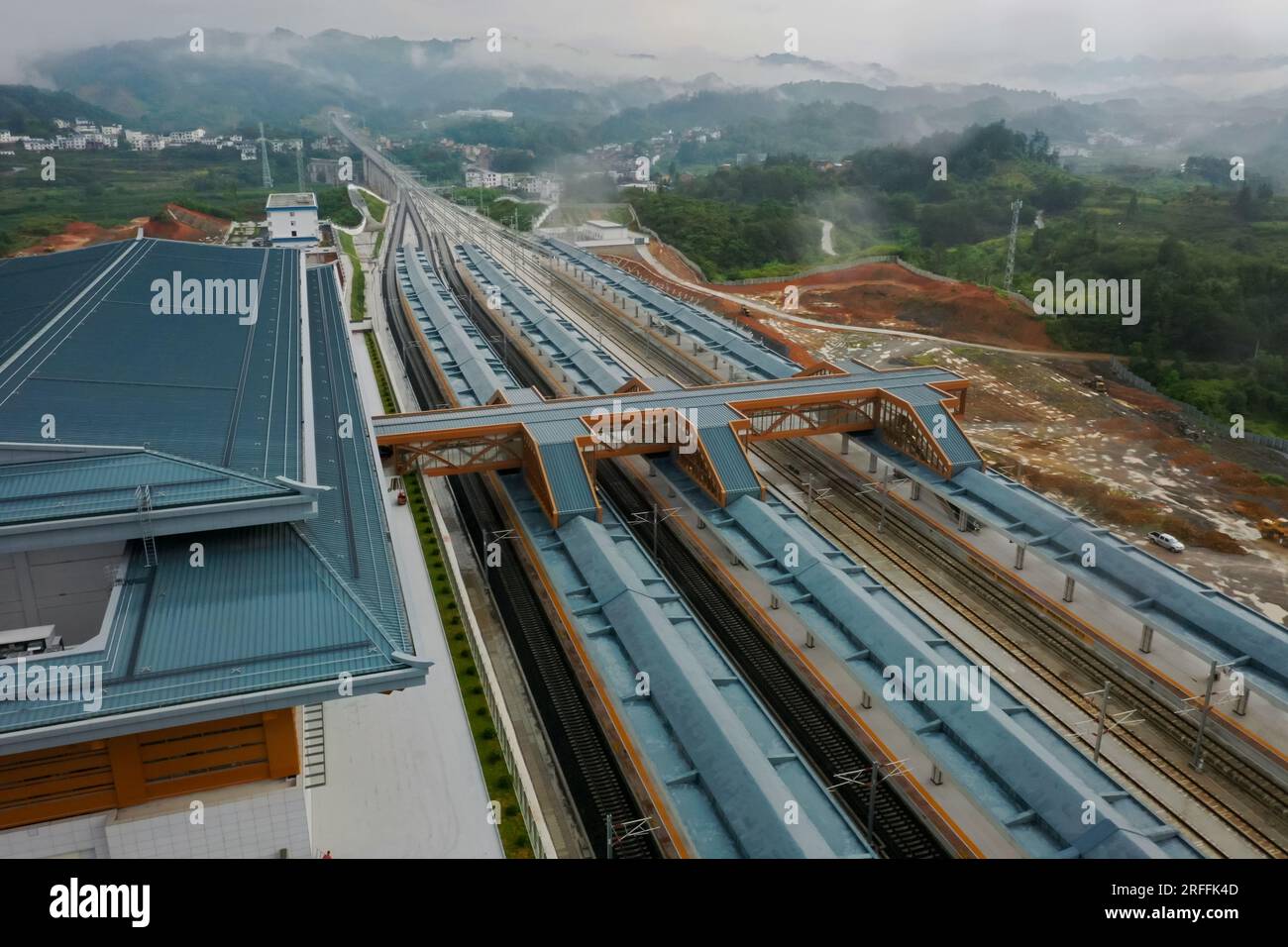 LIBO, Aug. 3, 2023 (Xinhua) -- This aerial photo taken on Aug. 3, 2023 ...