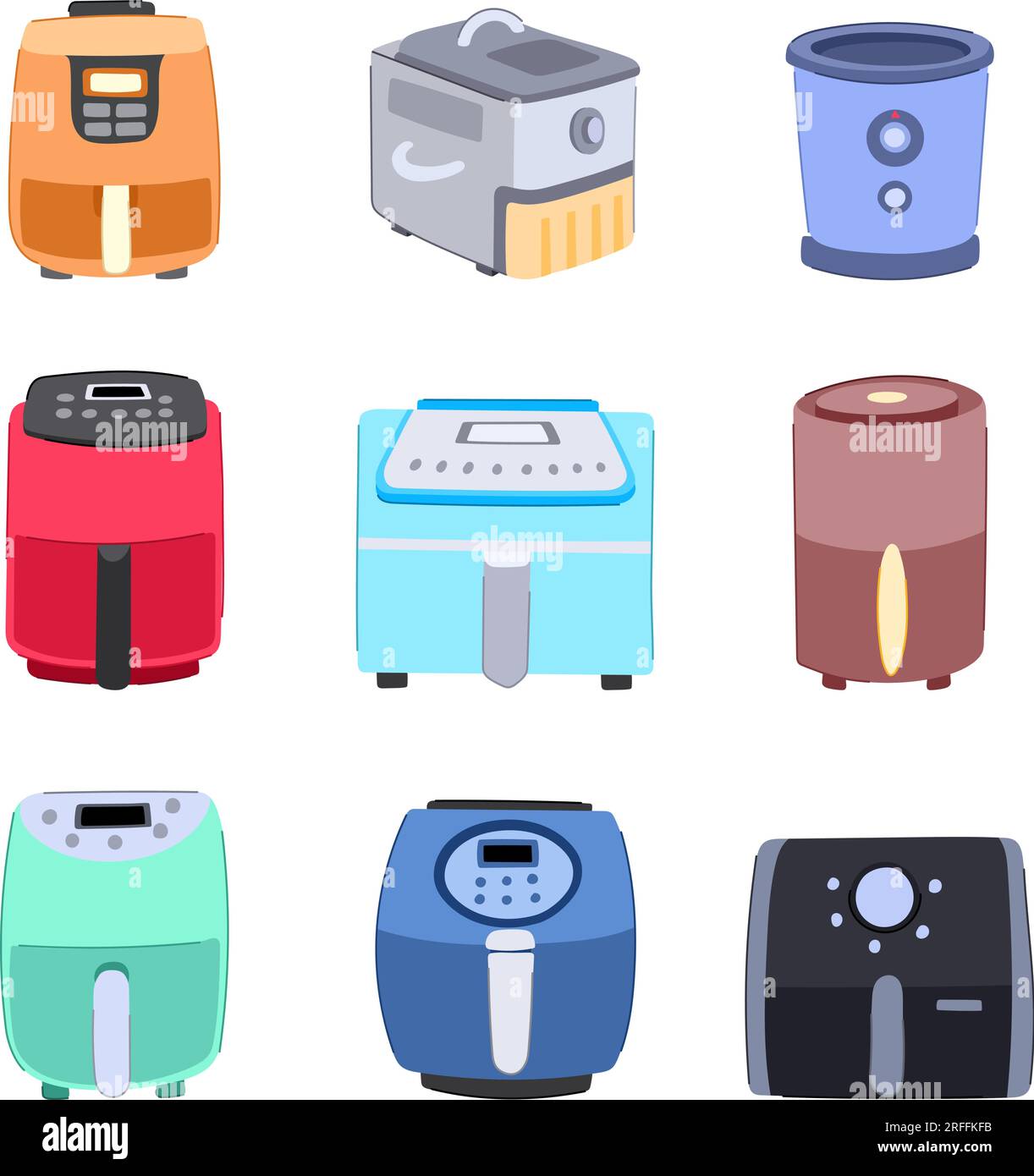 fryer cooking set cartoon vector illustration Stock Vector Image & Art ...