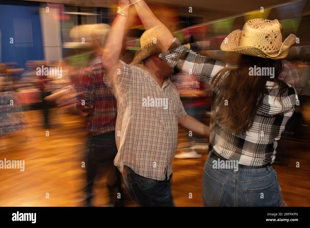 Country and western dancing movement with slow shutter speed and one ...