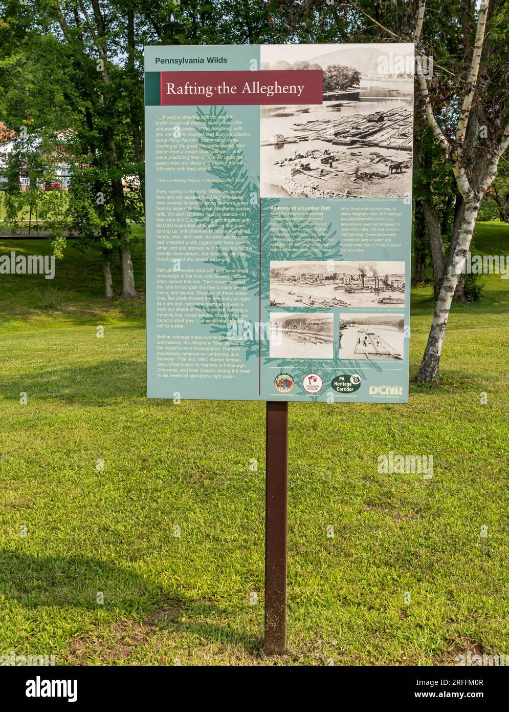 A DCNR signboard at the Tidioute Boat Ramp explaining lumber rafts in ...
