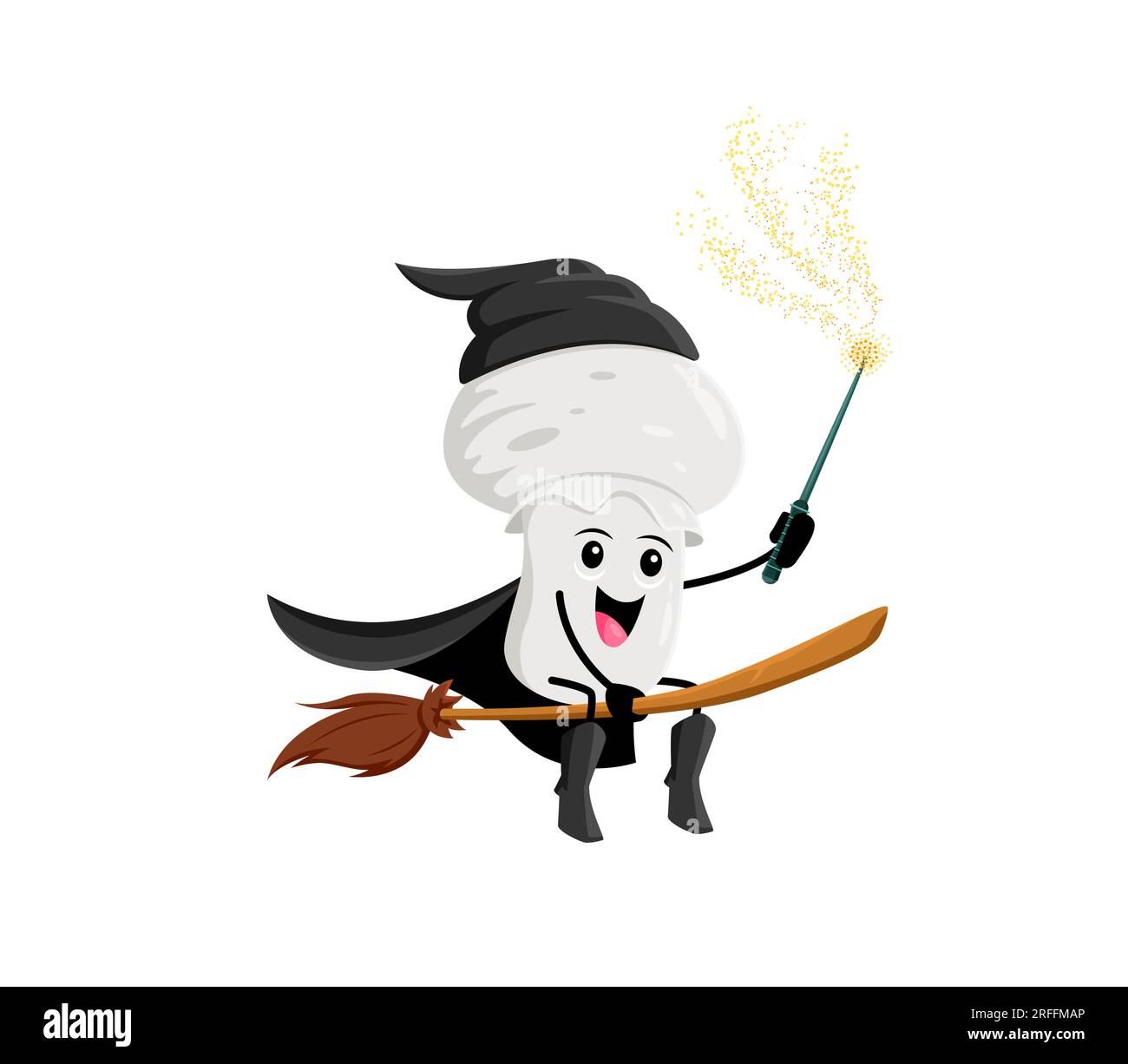 Cartoon Halloween champignon wizard mushroom character. Isolated vector ...