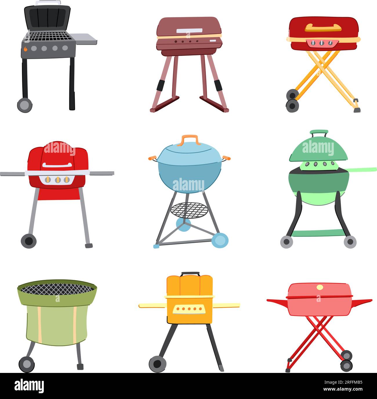 grill bbq set cartoon vector illustration Stock Vector Image & Art - Alamy