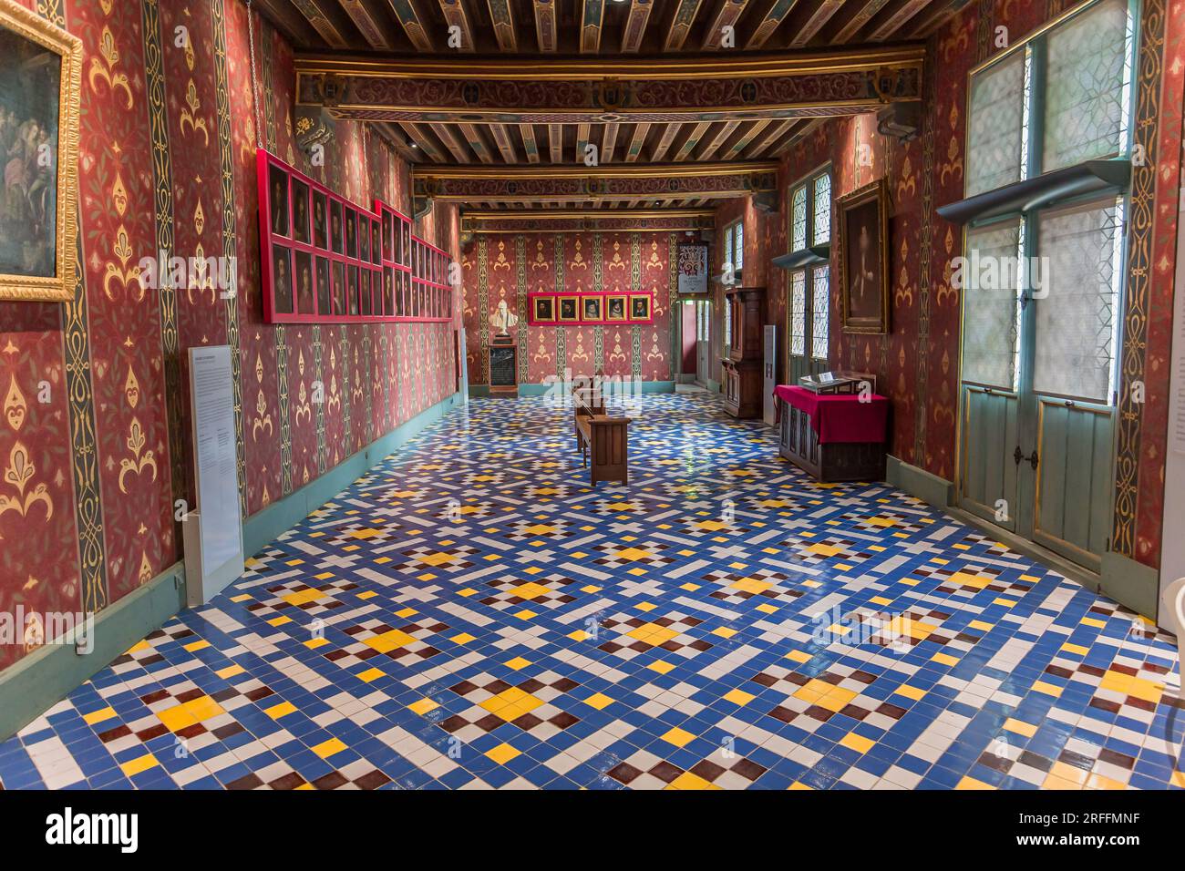 BLOIS, FRANCE, APRIL 18, 2023 , floor tile ceramic pavement decors in ...