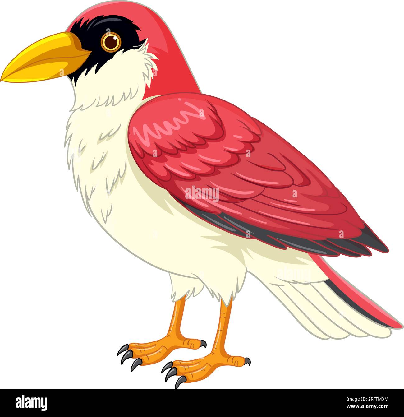 A vector cartoon illustration of a bird standing alone on a white ...