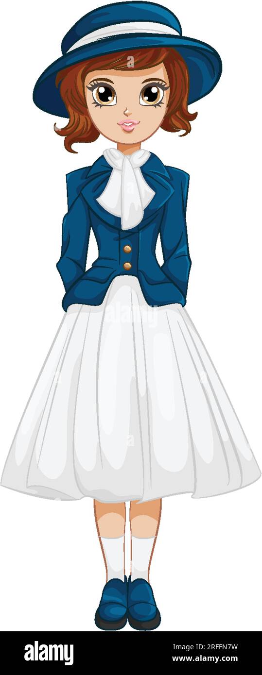 A vector illustration of a young woman wearing a traditional Victorian ...