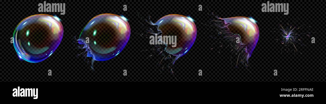 Soap bubble burst. 3d effect of water balloon explosion. Animation ...