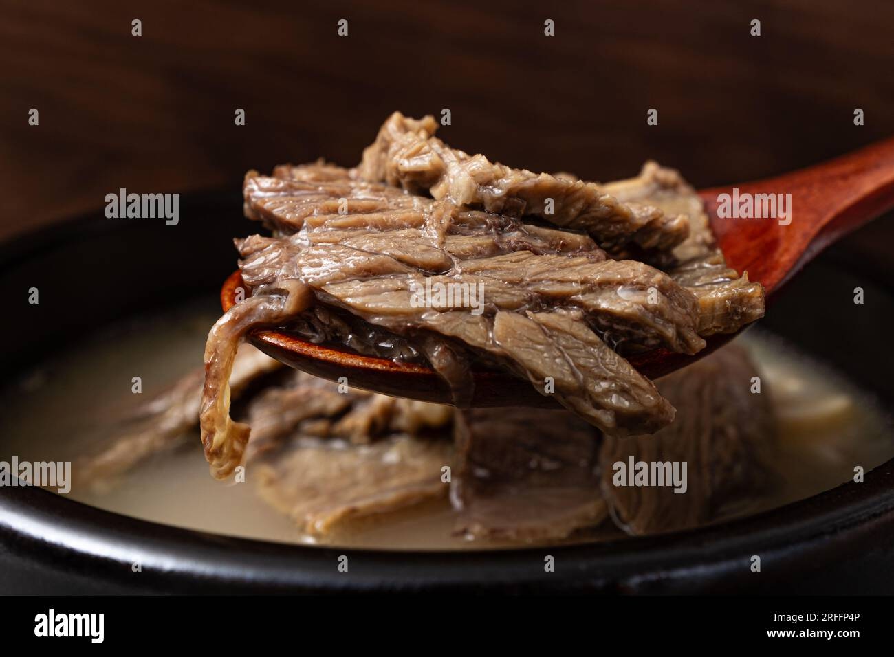 A dish with beef head meat in beef brothBeef Head Meat Soup Stock Photo ...