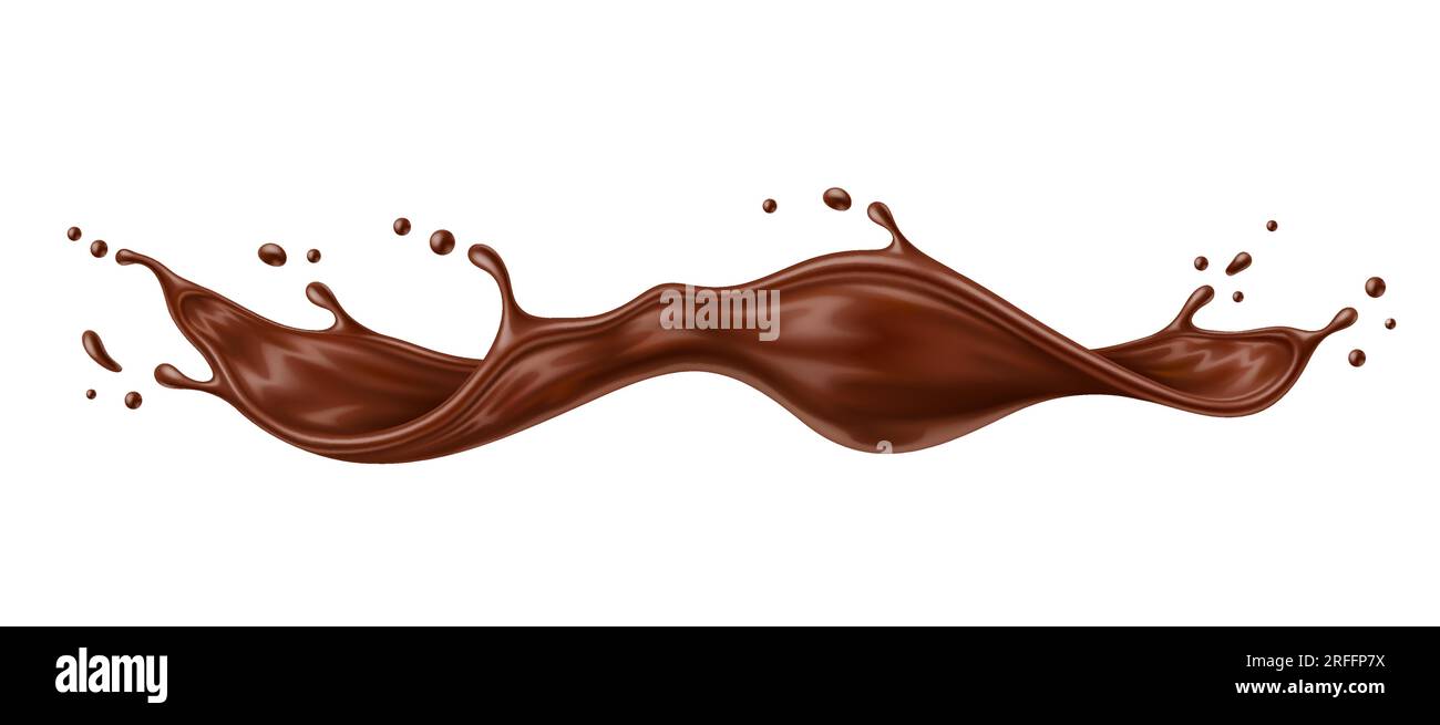 Realistic liquid chocolate long wave splash, enticing with its creamy ...