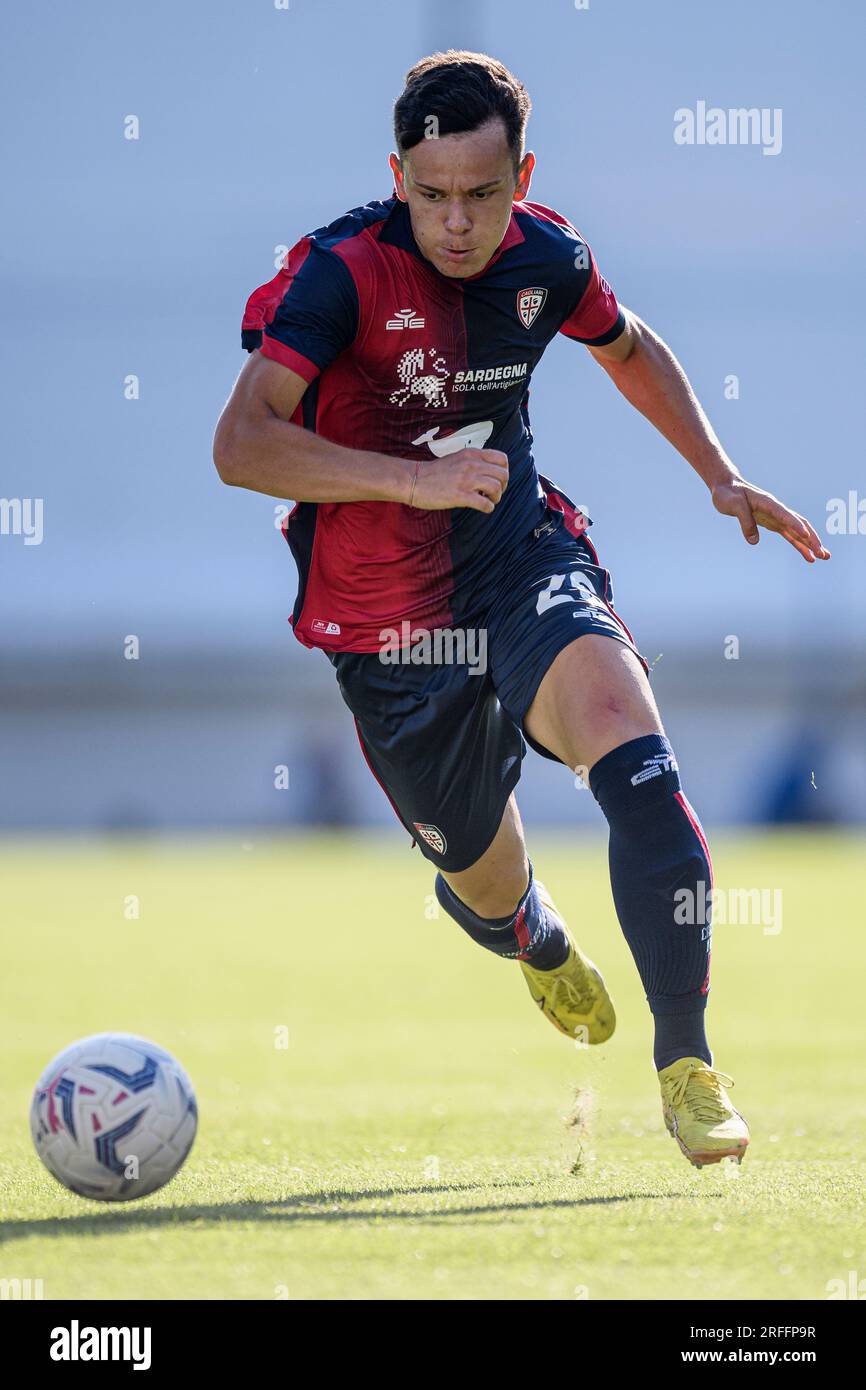 Christian Travaglini of Cagliari Calcio in action during the pre-season ...
