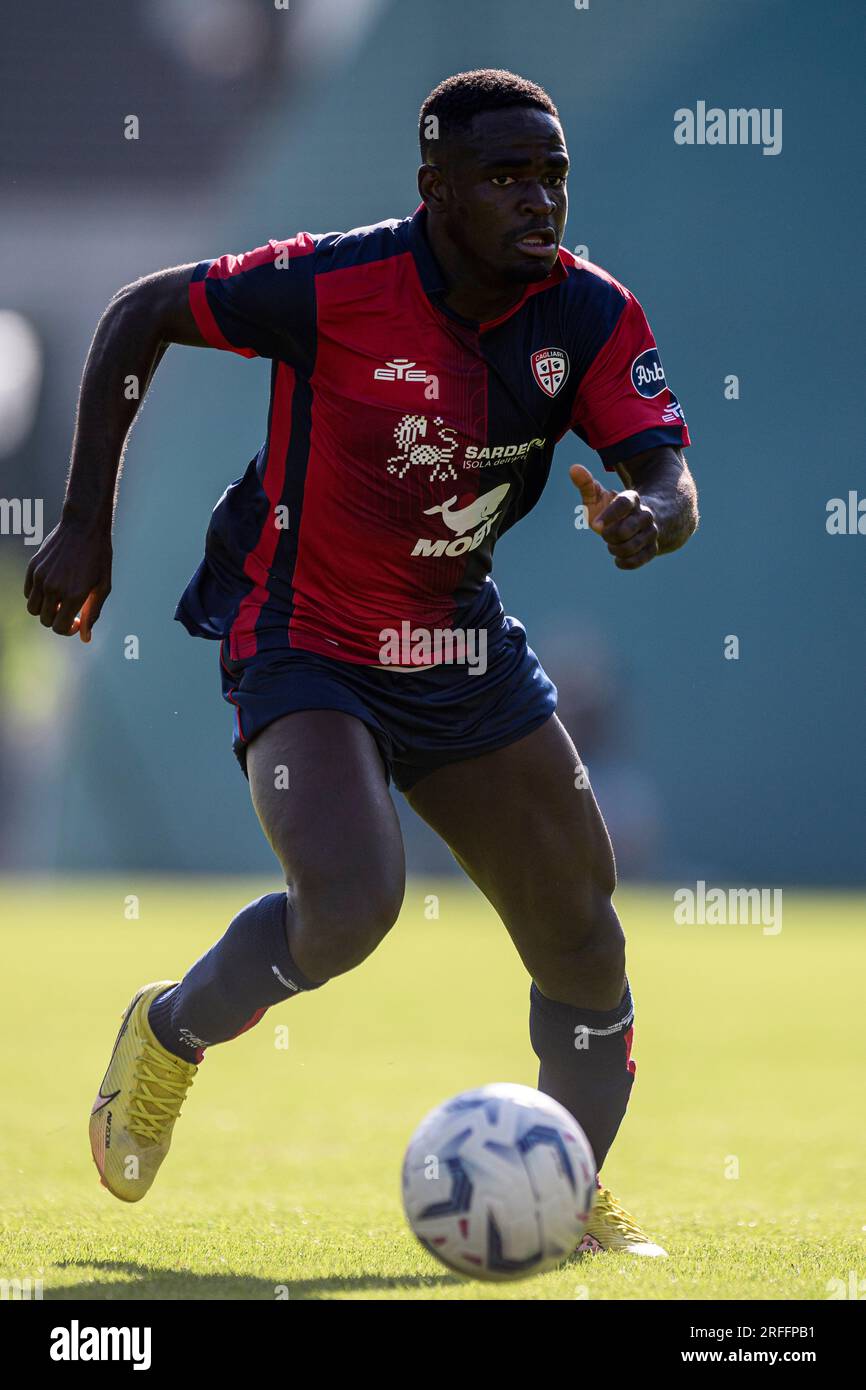 Zito Luvumbo of Cagliari Calcio in action during the pre-season ...