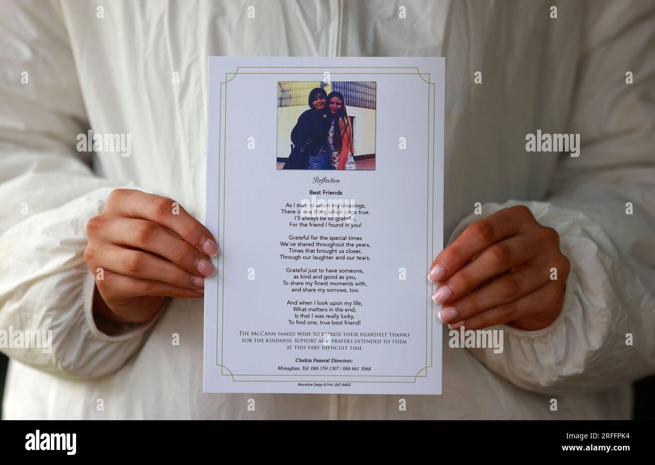 The Order of Service for the funeral of Kiea McCann at the Sacred Heart ...