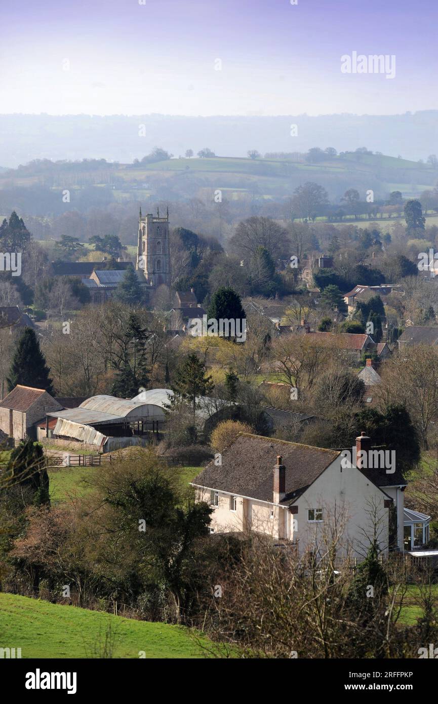 General views of the Somerset village of Chew Magna with the church of ...