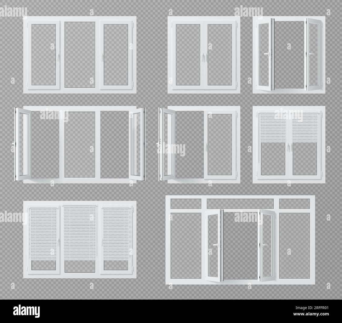 Realistic pvc windows, with plastic shutter or jalousie isolated 3d ...