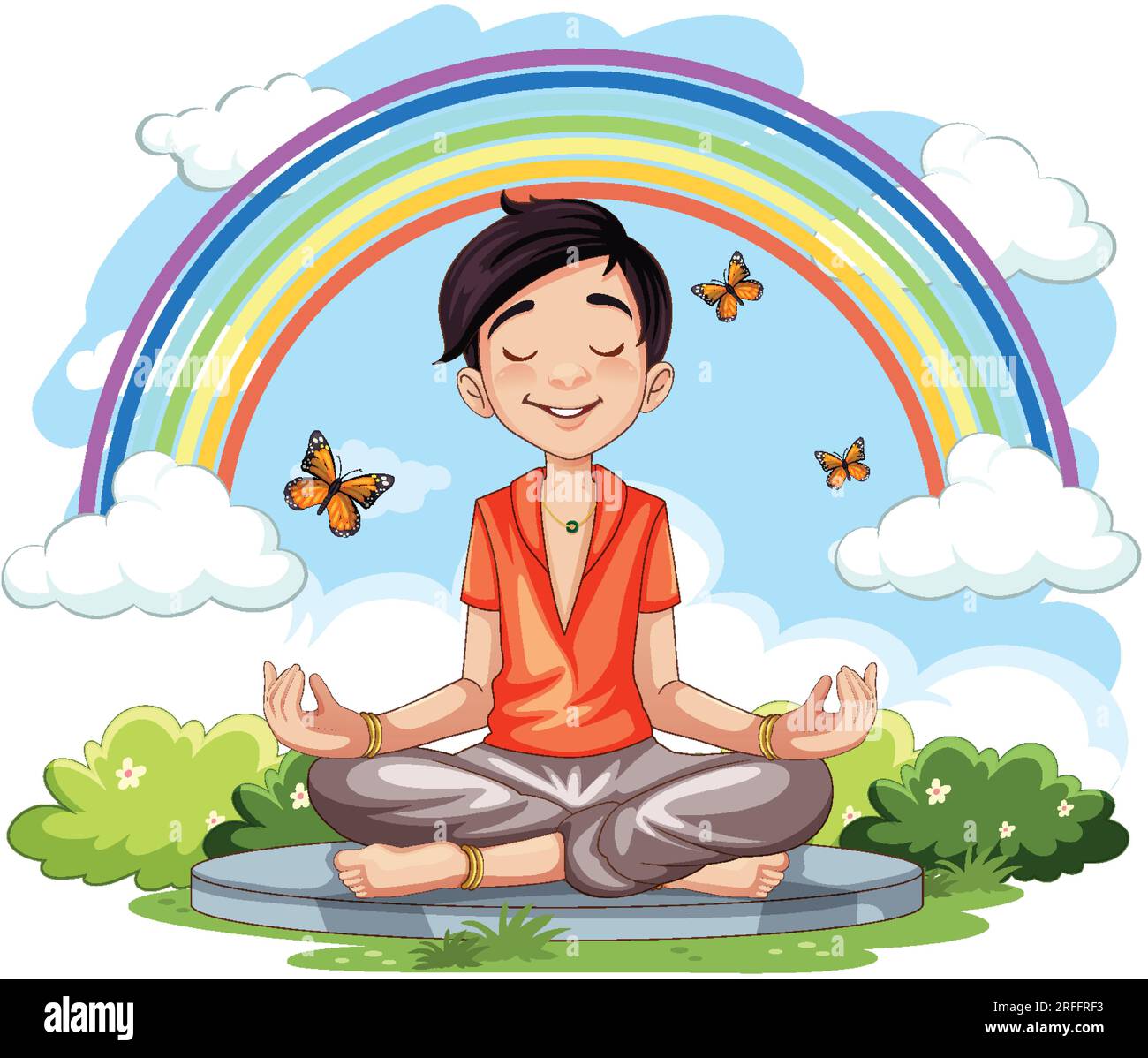 Man meditate at the park illustration Stock Vector Image & Art - Alamy