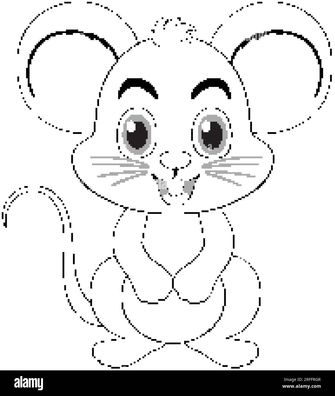 A vector cartoon illustration of a cute mouse outline for colouring ...