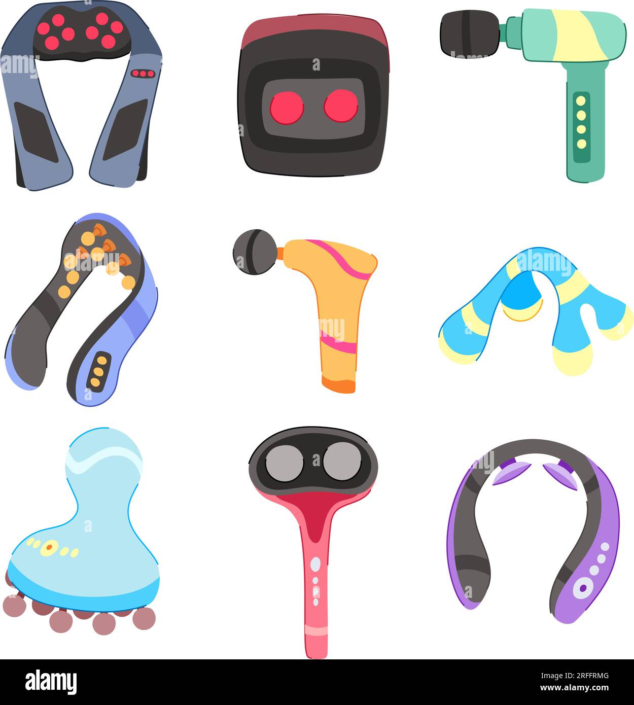 massage neck set cartoon vector illustration Stock Vector Image & Art ...