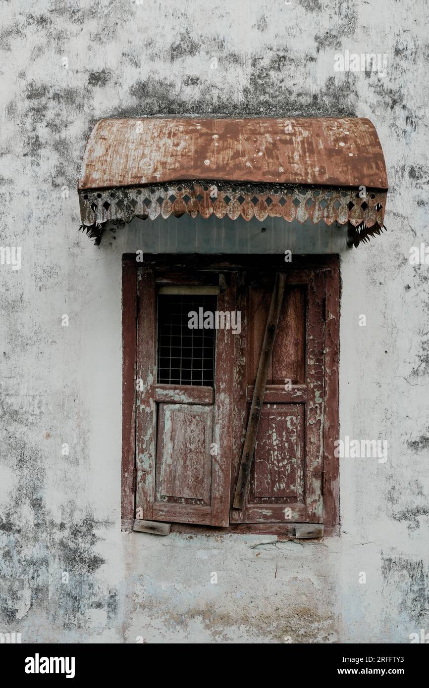 vintage wooden frame window in old town Stock Photo - Alamy