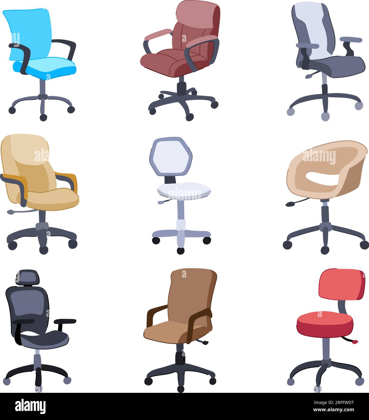 office chair set cartoon vector illustration Stock Vector Image & Art ...