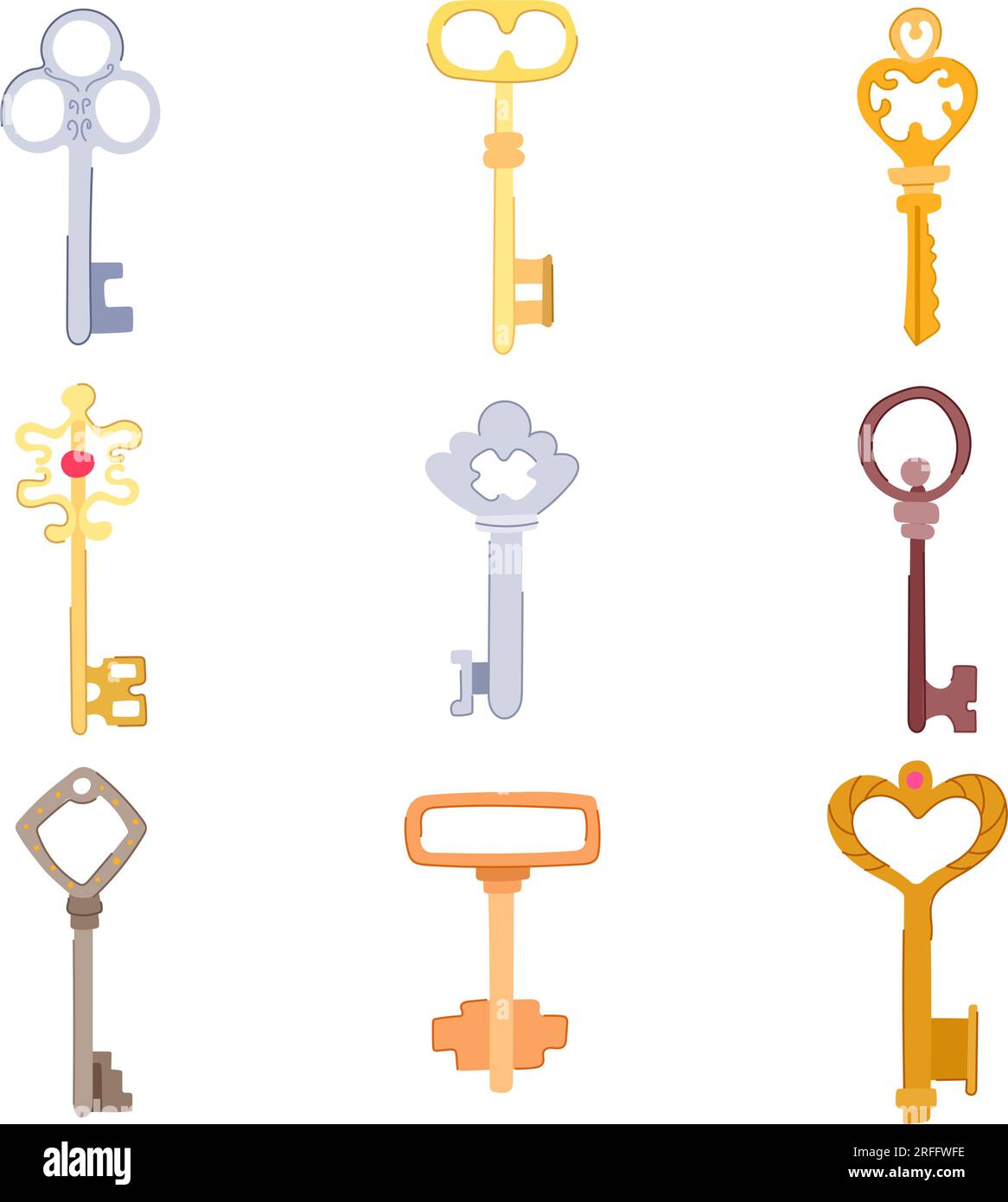 key vintage set cartoon vector illustration Stock Vector Image & Art ...