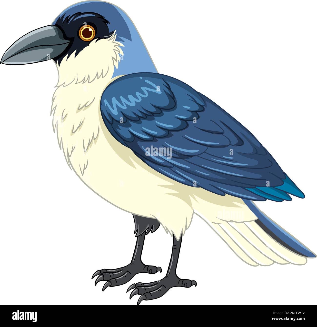A vector cartoon illustration of a bird standing alone on a white ...