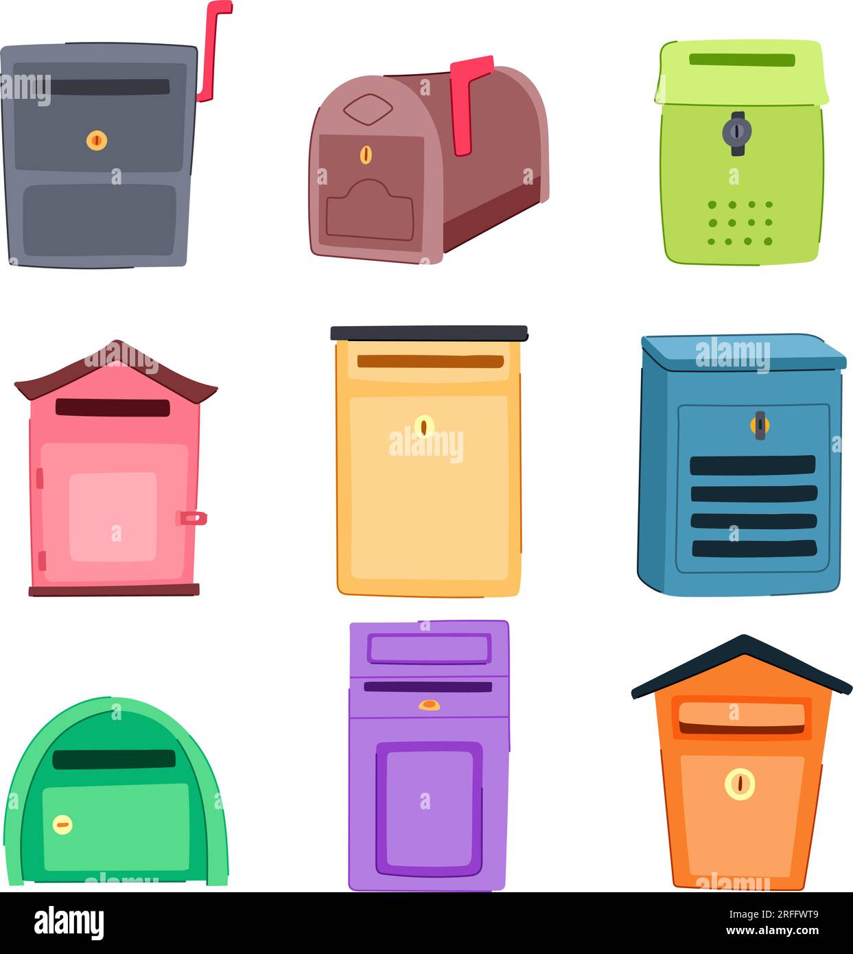 mailbox mail set cartoon vector illustration Stock Vector Image & Art ...