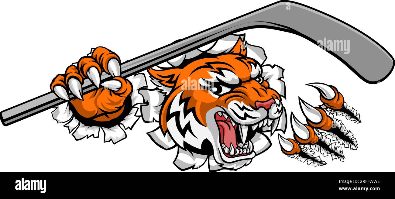 Tiger Ice Hockey Player Animal Sports Mascot Stock Vector Image & Art ...