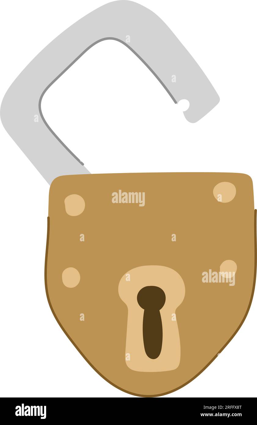 safe padlock vintage cartoon vector illustration Stock Vector Image ...