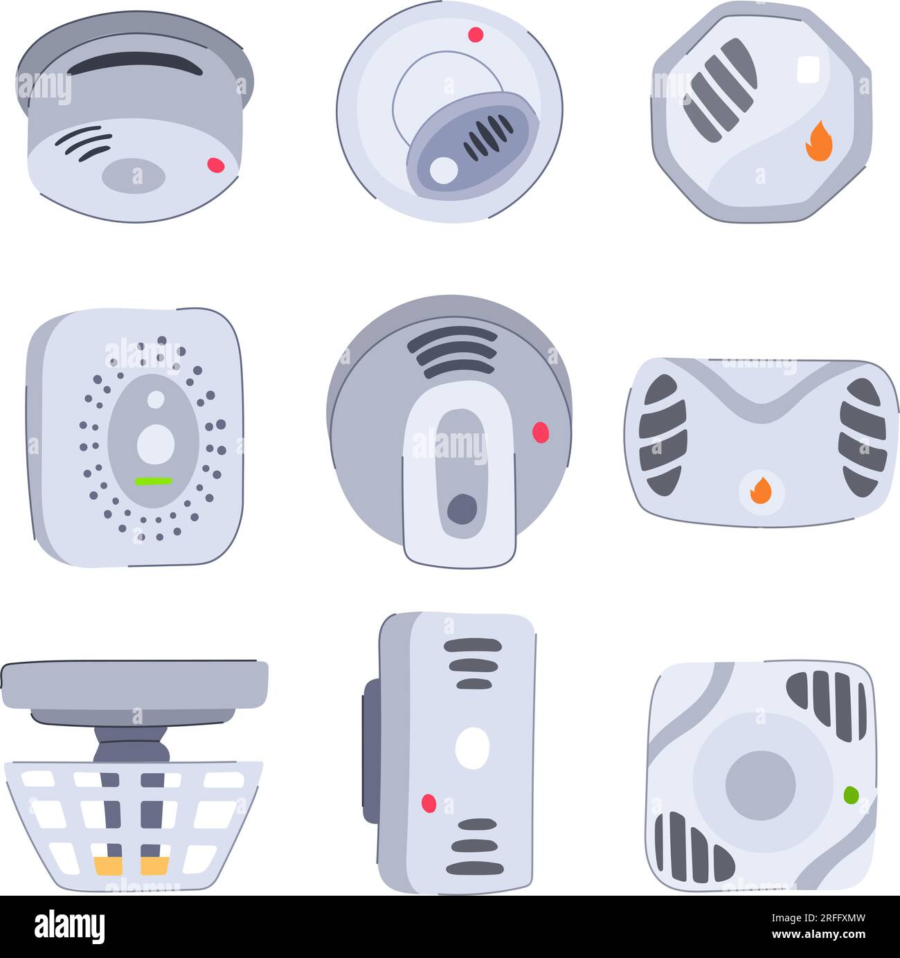 smoke detector set cartoon vector illustration Stock Vector Image & Art ...