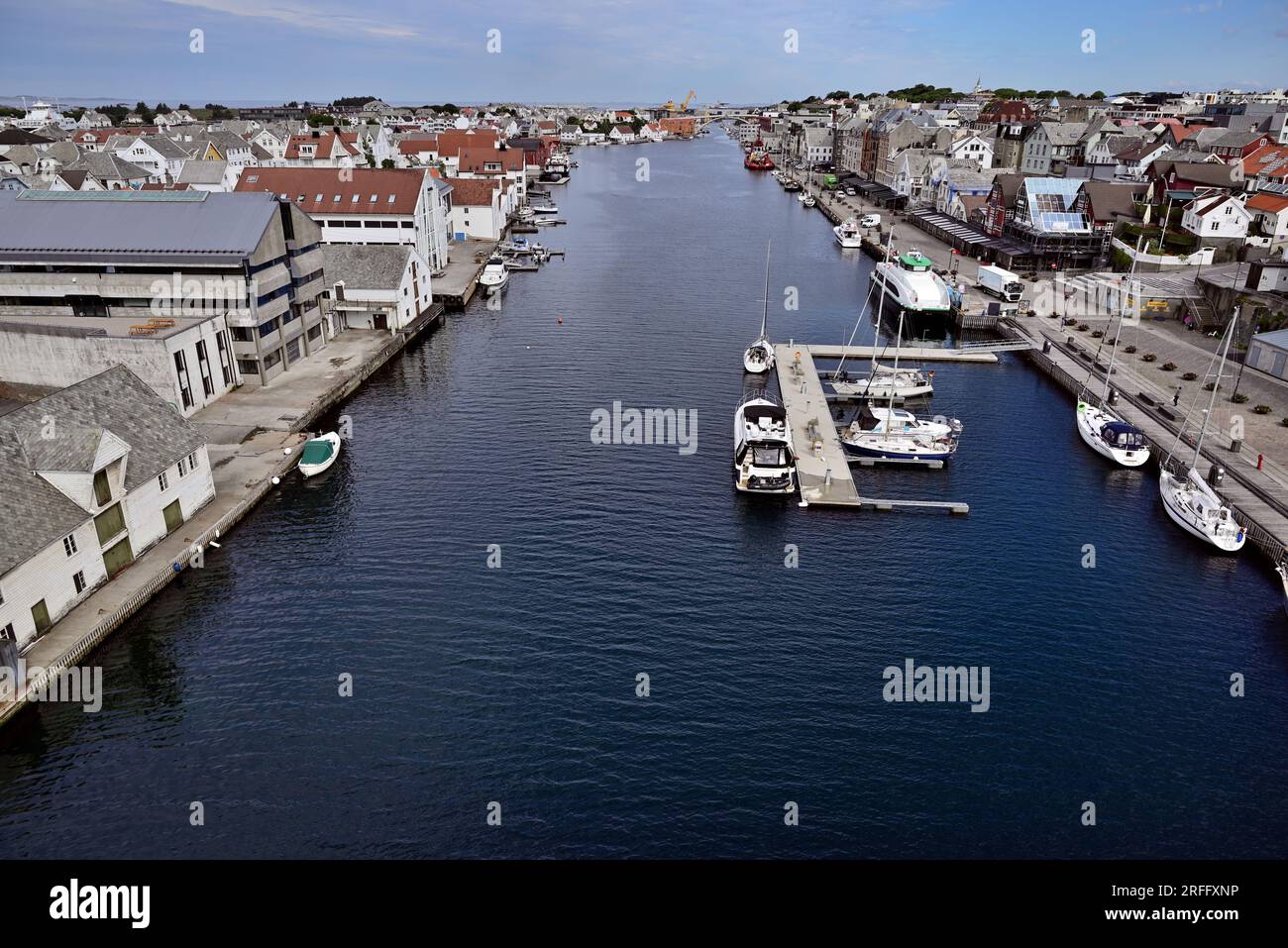 Smedasundet sound at Haugesund in Norway, seen from the Risoy bridge ...