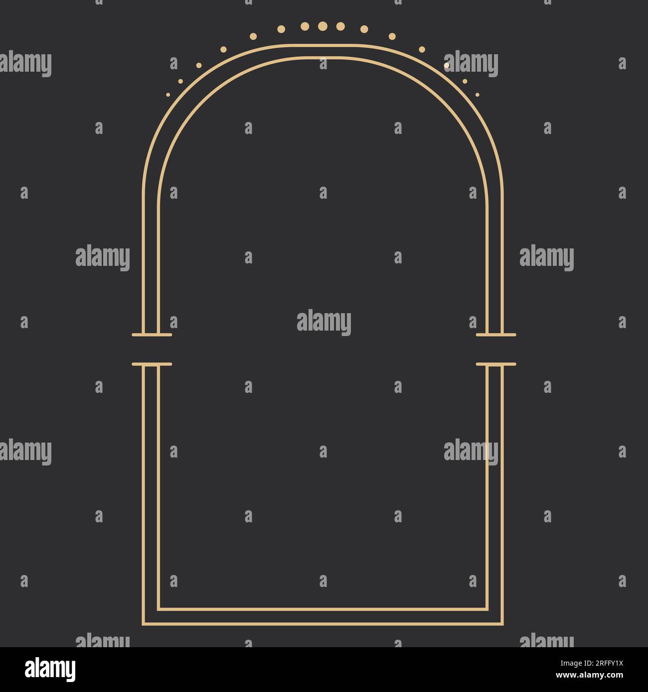 Golden celestial frame, border, arch line art esoteric minimal ...