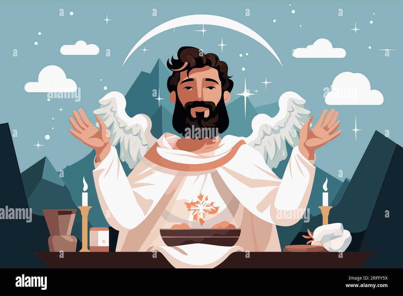 Jesus christ and angel Stock Vector Images - Alamy
