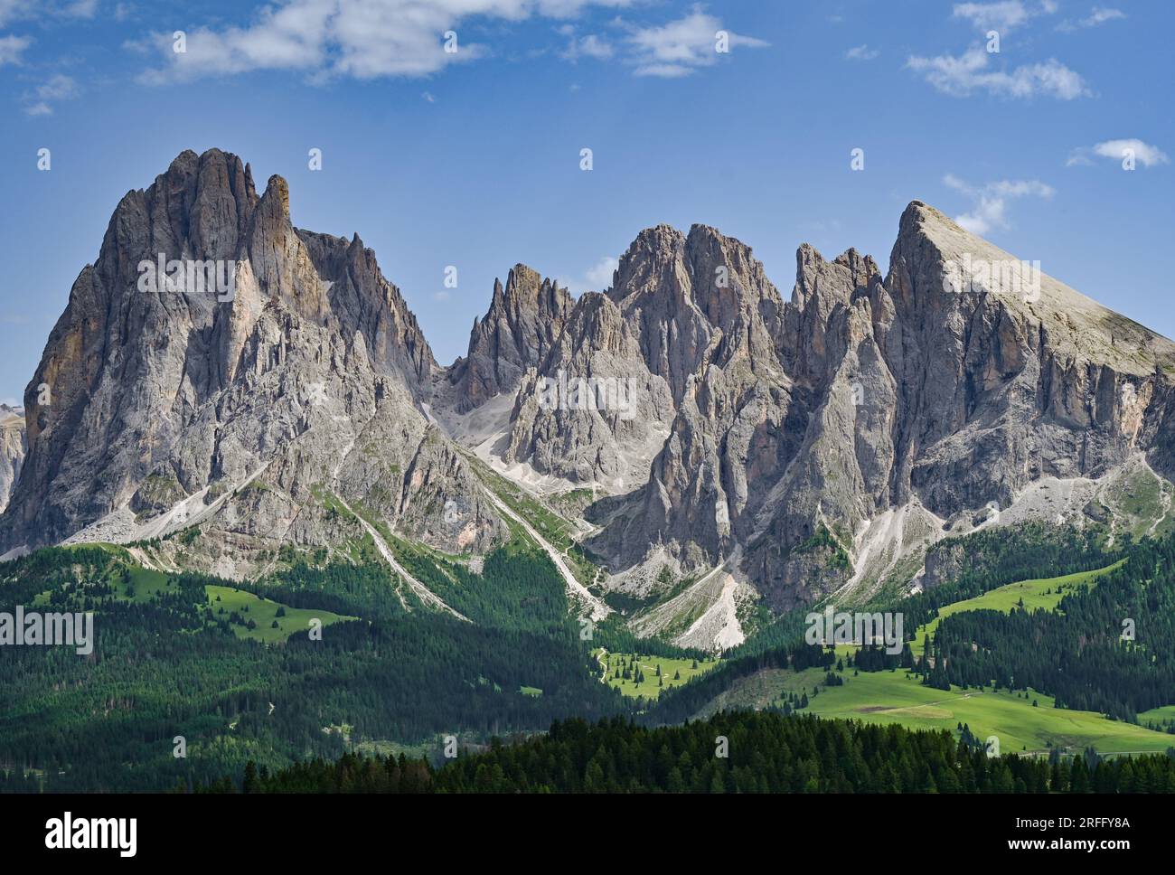 Wolkenstein, Italy. 19th July, 2023. View over the Alpe di Siusi in ...