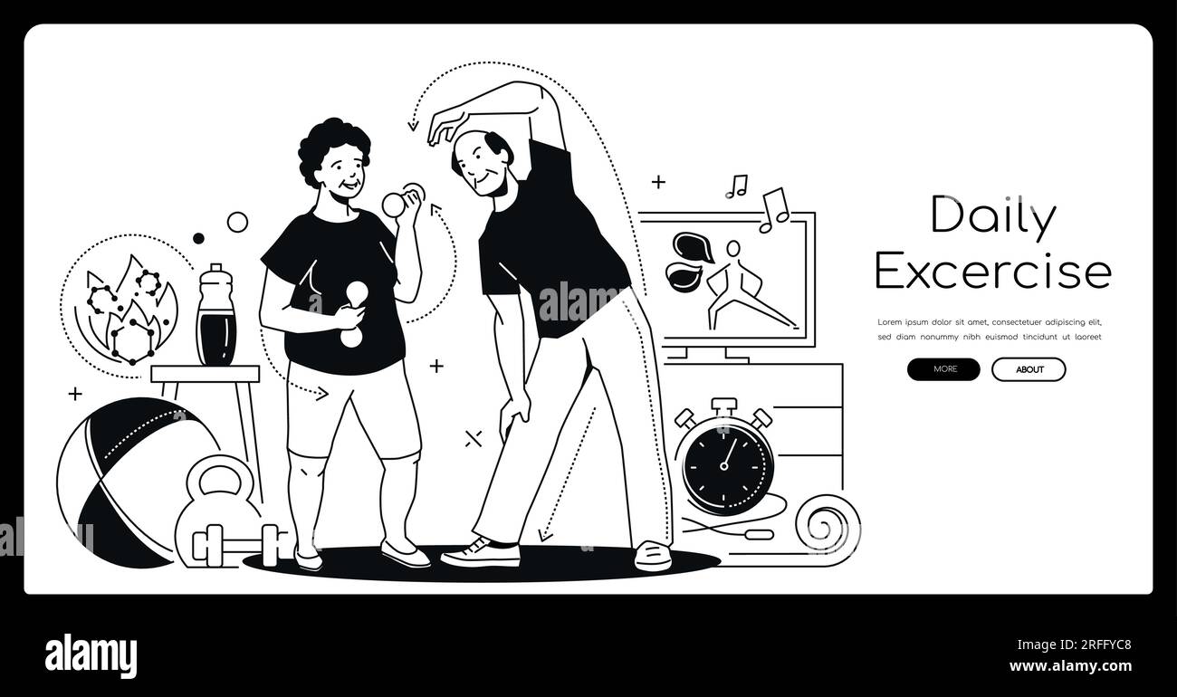 Daily exercise - modern line design style banner Stock Vector Image ...