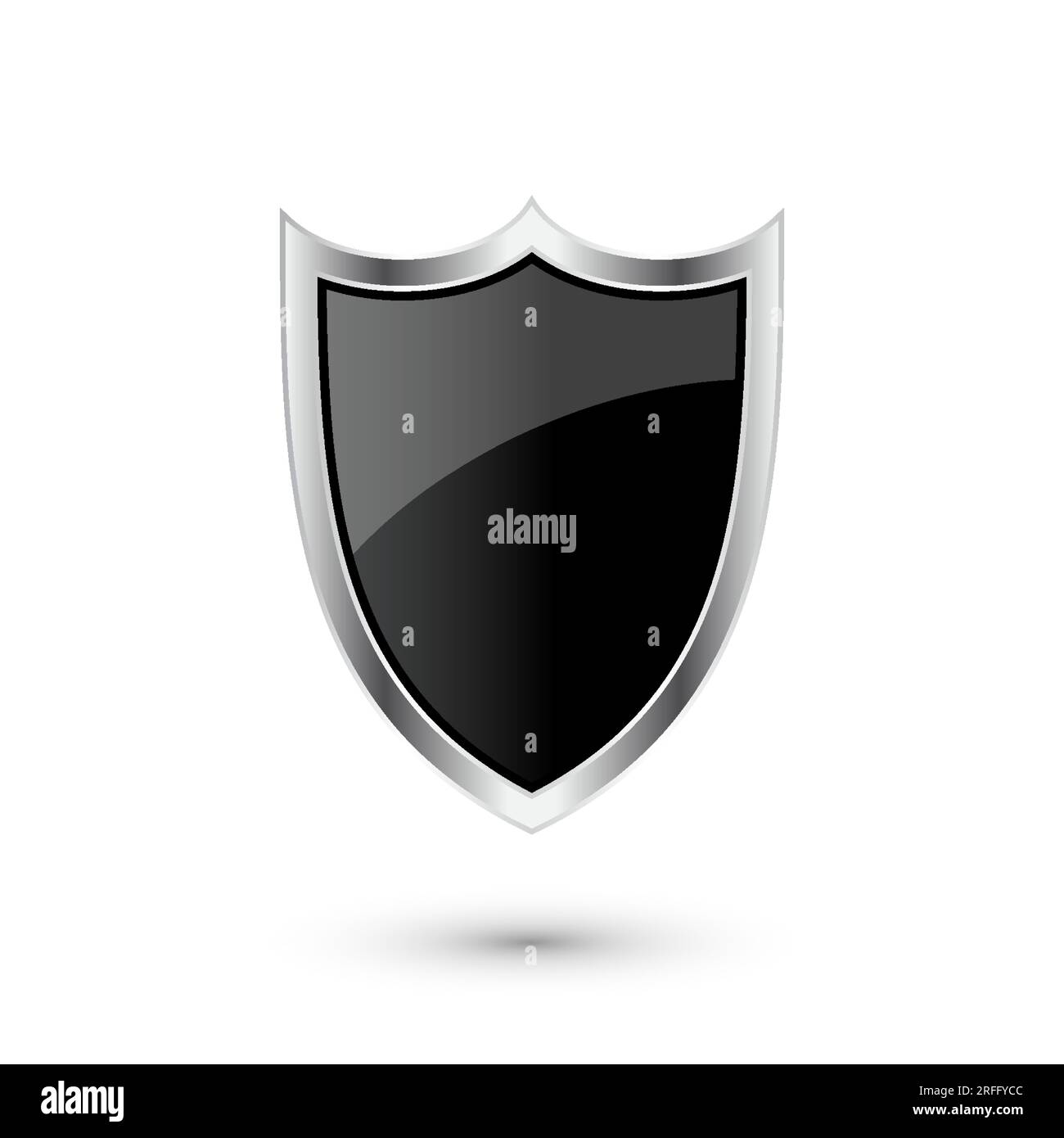 Vintage heraldic 3d shield icon with shiny metal frame. Black ...