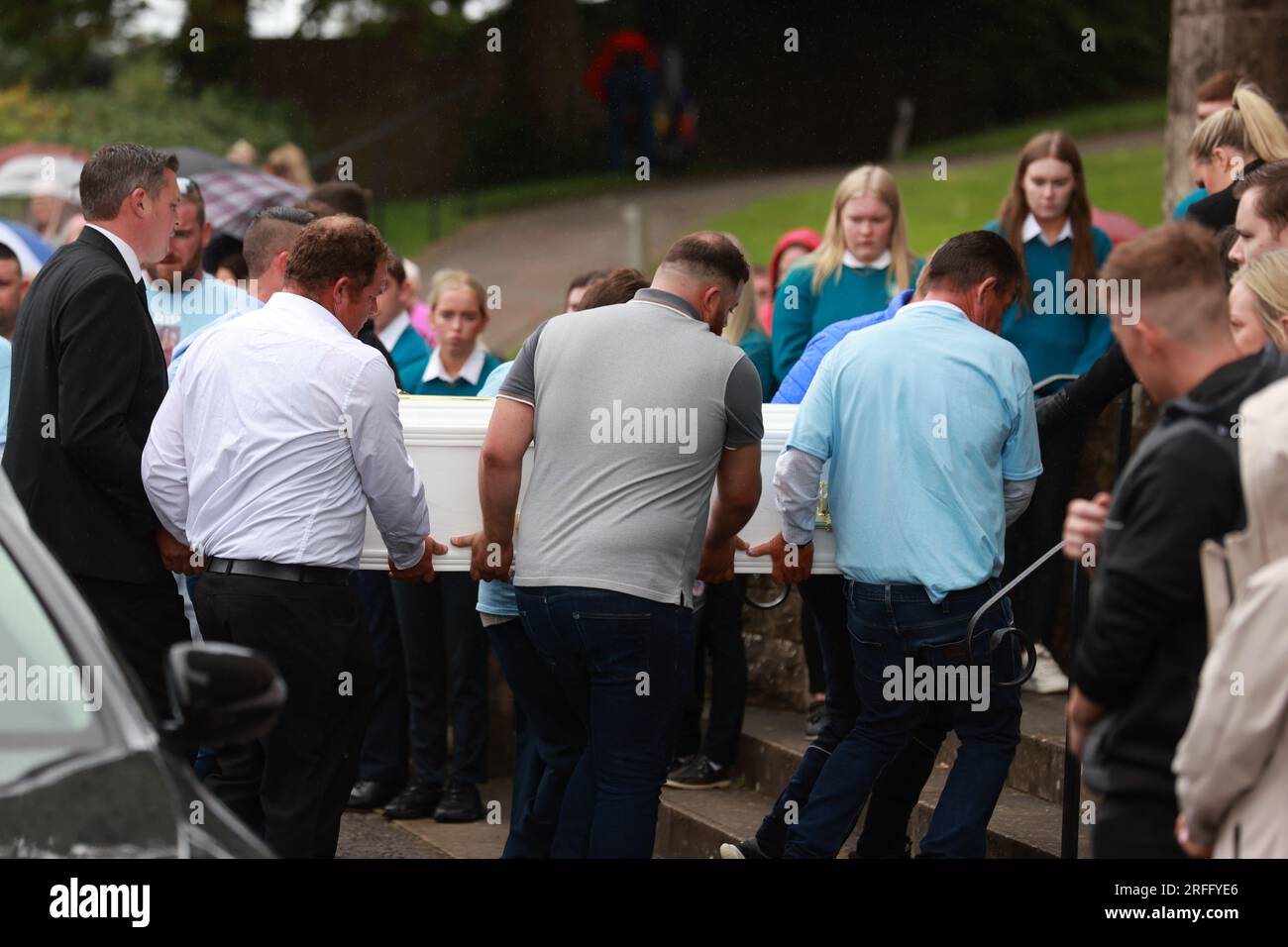 The coffin of Kiea McCann is carried into the Sacred Heart Chapel in ...
