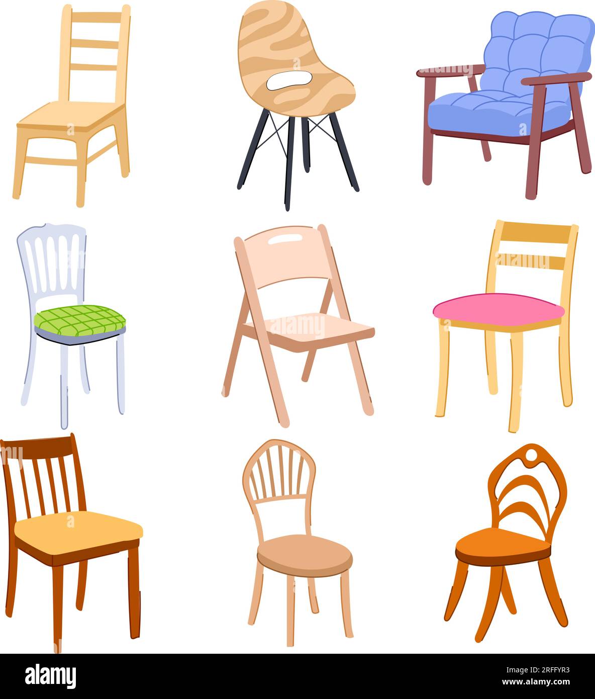 wooden chair set cartoon vector illustration Stock Vector Image & Art ...