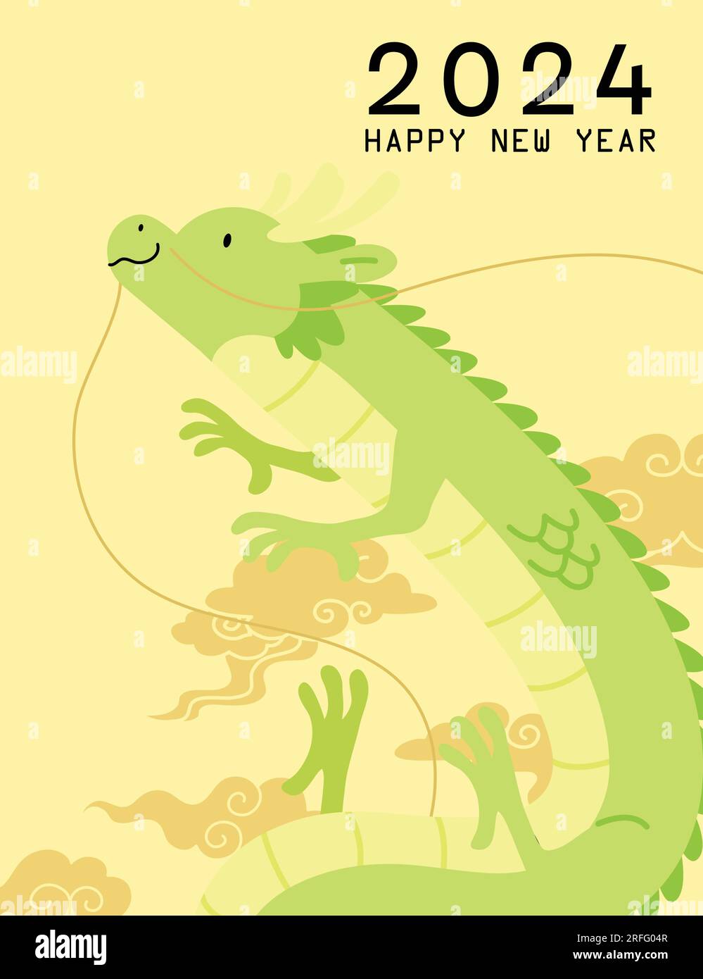 Cute flying chinese dragon for cny 2024 card vector template. Year of ...