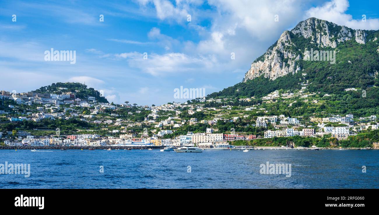 Approach to Marina Grande harbour on the Island of Capri in the Gulf of ...