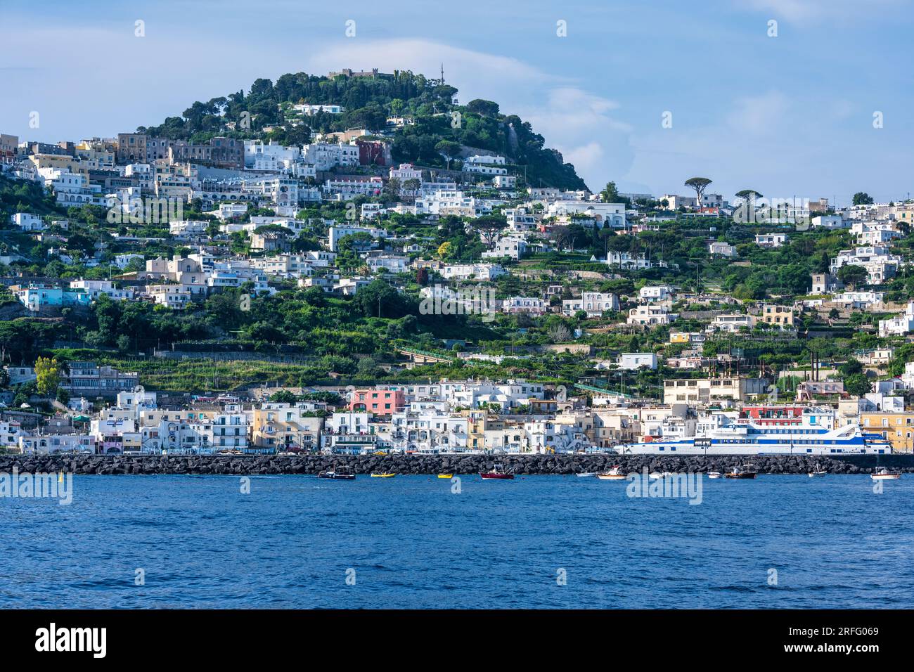 Approach to Marina Grande harbour on the Island of Capri in the Gulf of ...