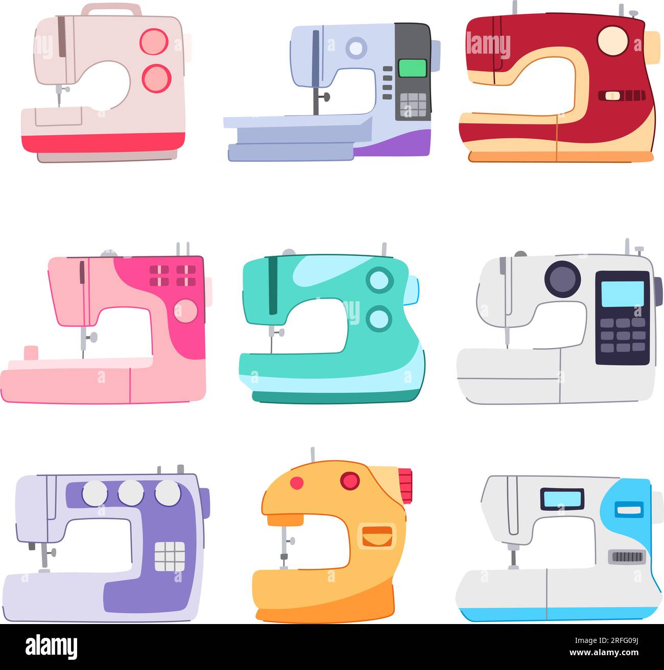 Sew Machine Set Cartoon Vector Illustration Stock Vector Image And Art