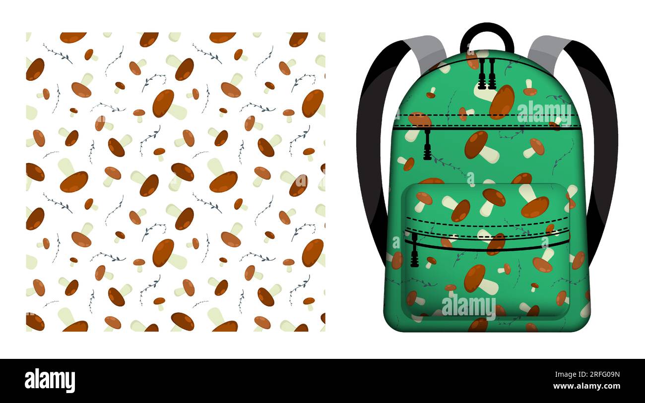 Children school backpack decorated seamless pattern with edible ...