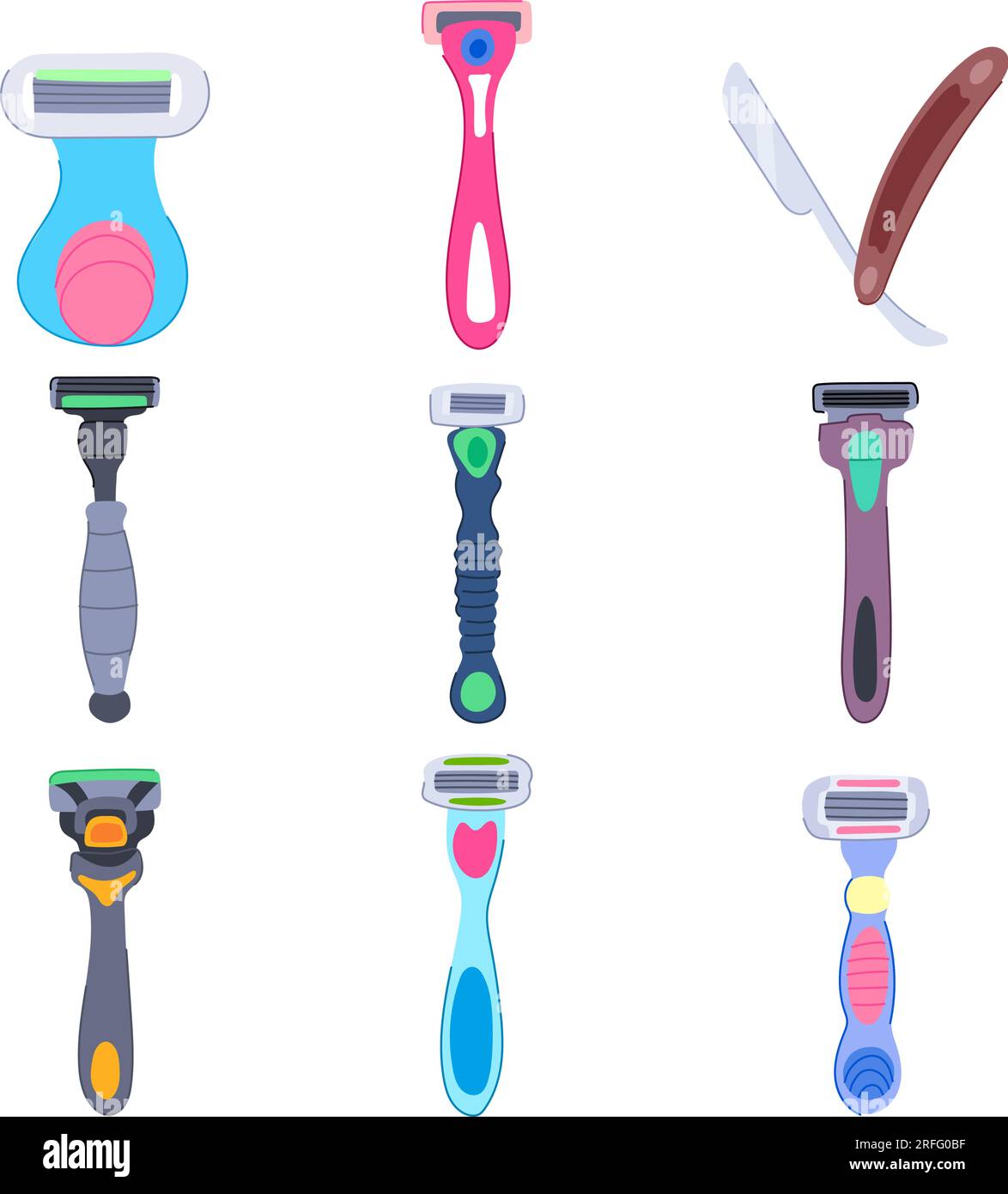 shaver handle set cartoon vector illustration Stock Vector Image & Art ...