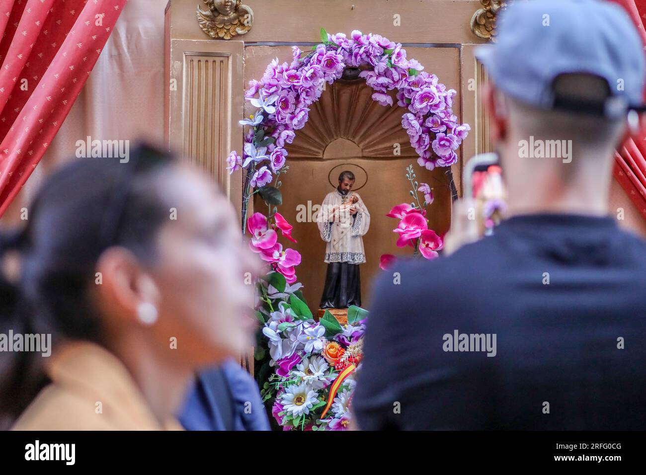 Madrid, Spain. 02nd Aug, 2023. The saint installed in Calle del Oso for ...