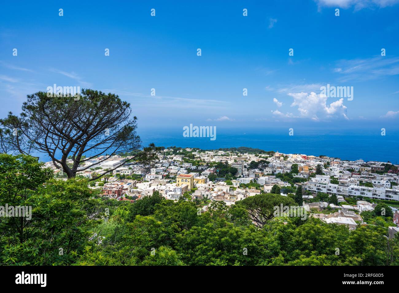 View of Anacapri from the Monte Solaro Chair Lift on the Island of ...
