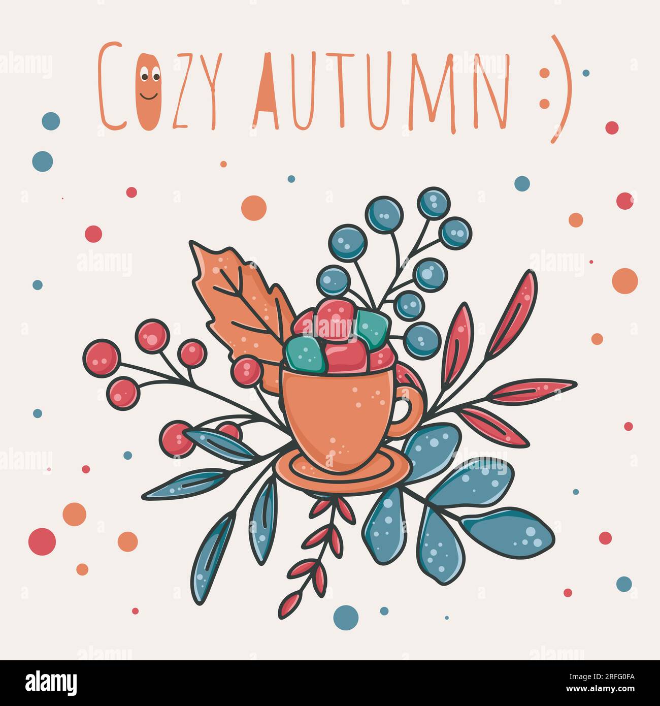 Autumn banner with cozy autumn lettering. Autumn mood flyer. Cute fall ...