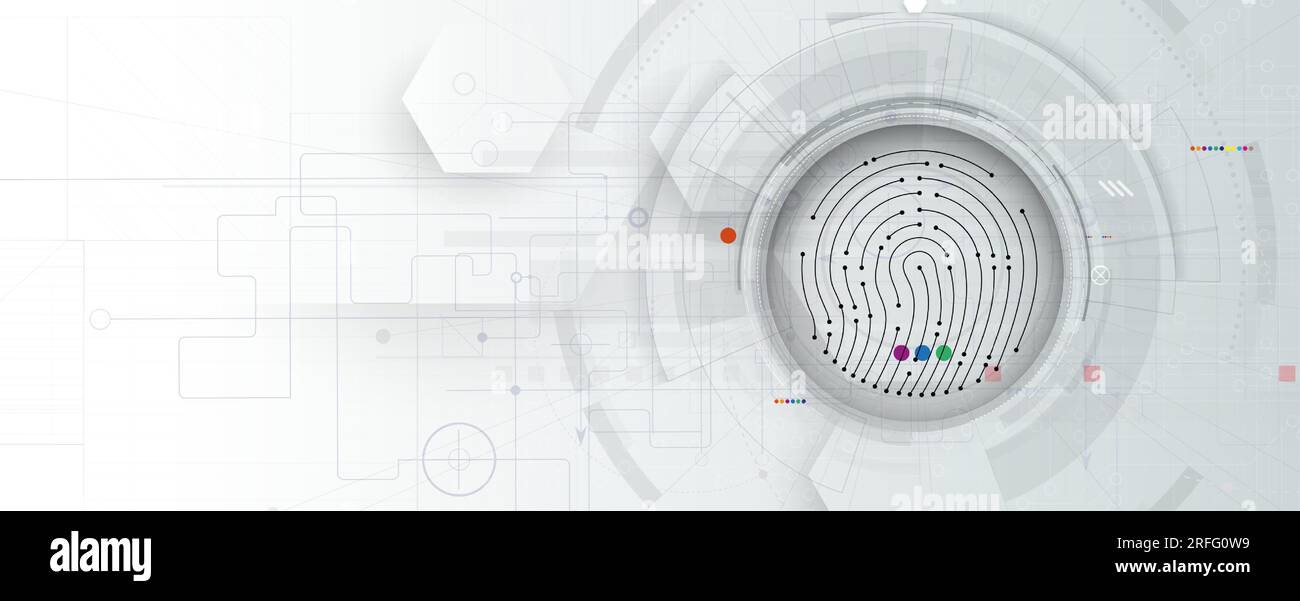 Abstract fingerprint technology business background. Circuit security ...
