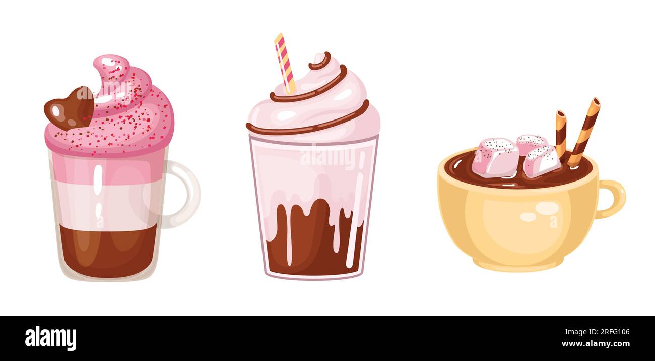 Pink hot chocolate drink Stock Vector Images - Alamy