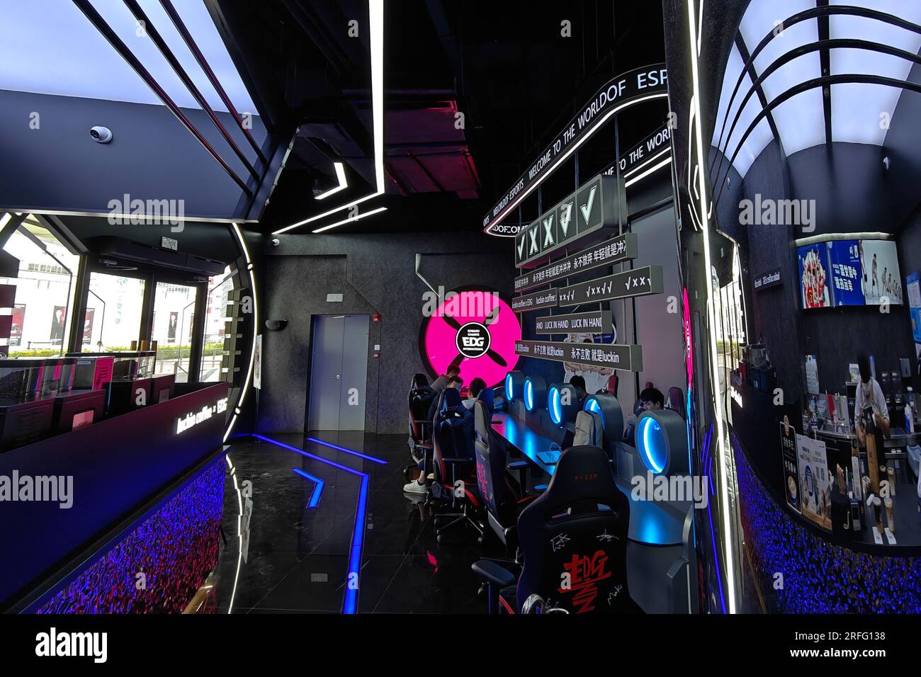 SHANGHAI, CHINA - AUGUST 3, 2023 - A Luckin EDG e-sports themed store ...