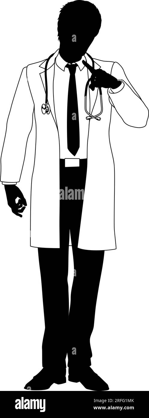 Doctor Man Medical Silhouette Healthcare Person Stock Vector Image ...